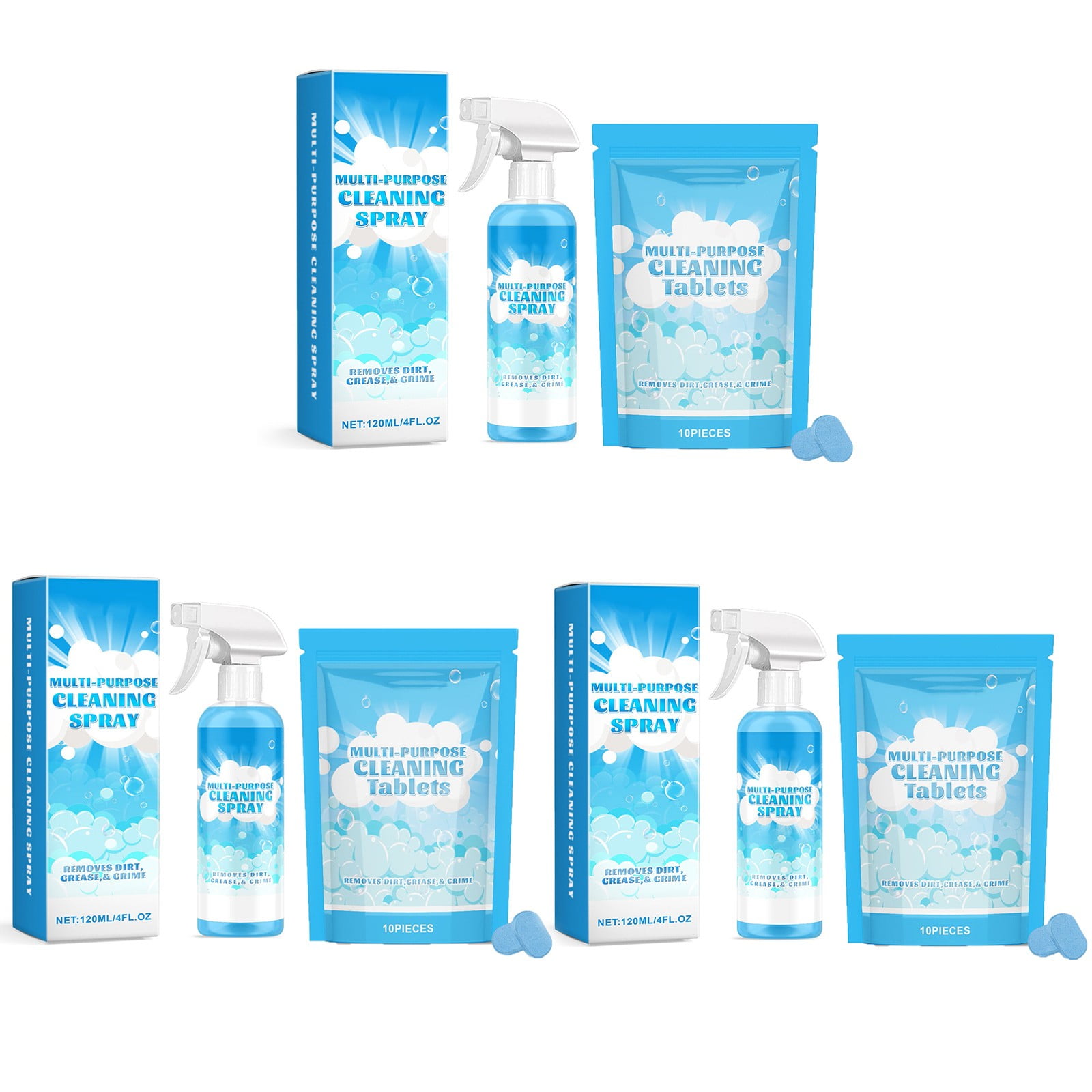 Multi-Purpose Cleaning Tablets -Cleaning Tablets with Refillable Spray ...