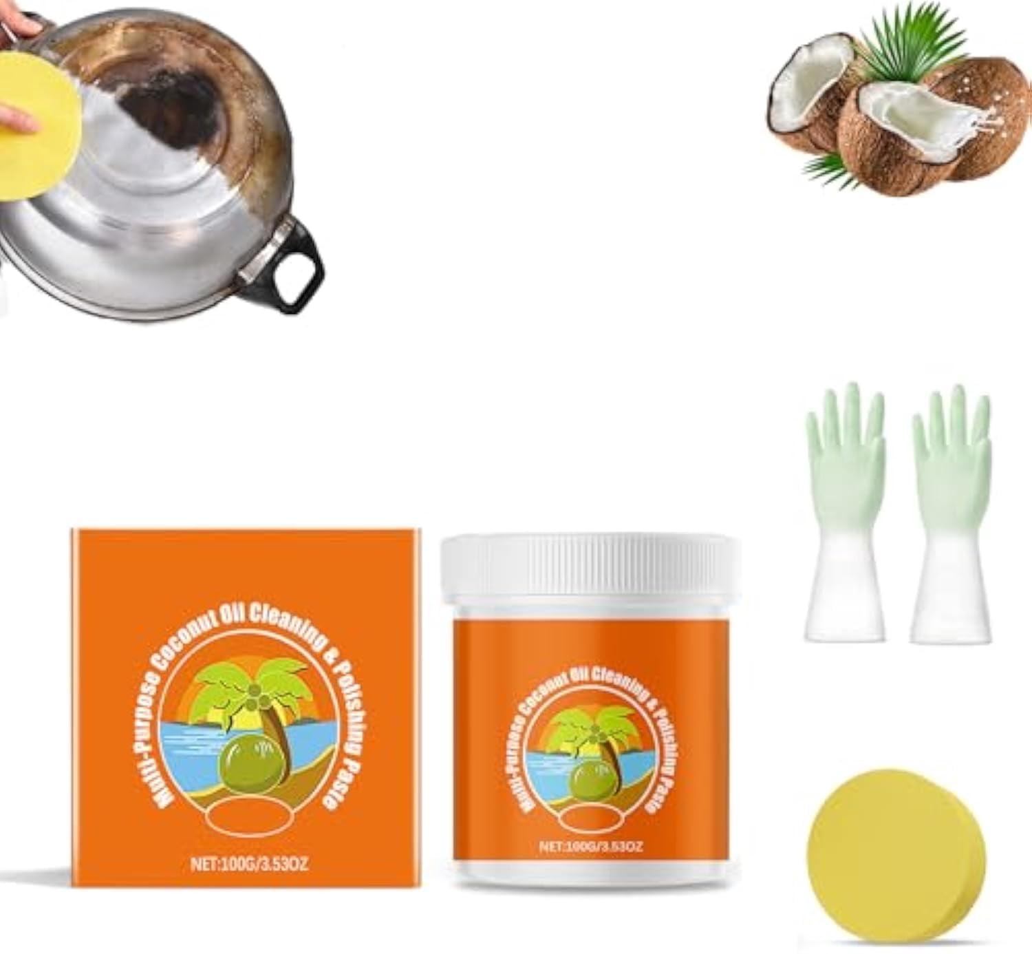 Multi-Purpose Coconut Oil Cleaning & Polishing Paste, Coconut Oil ...