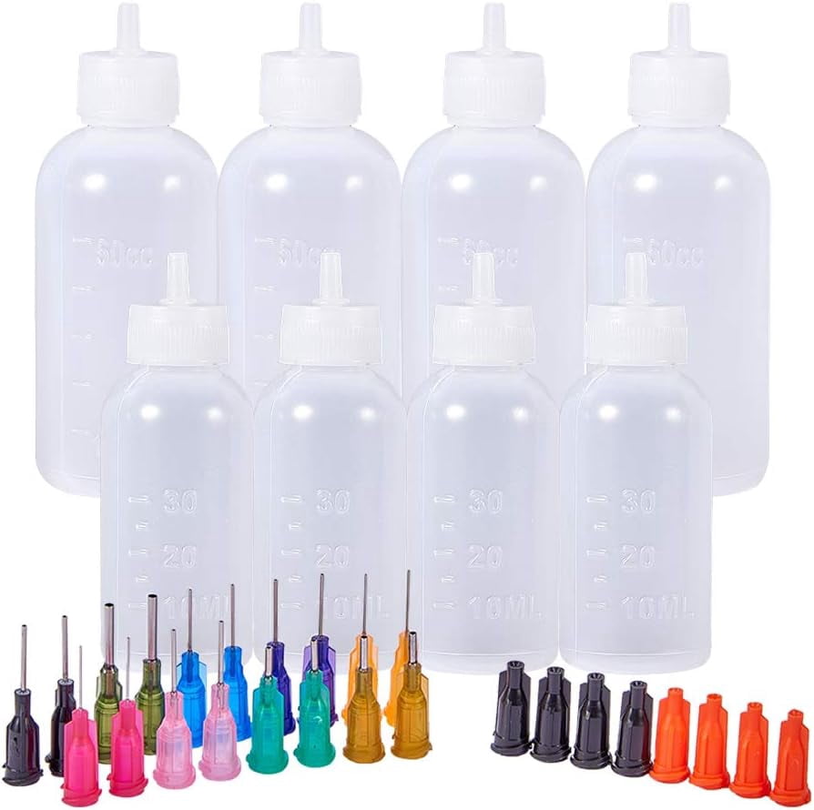 Multi Purpose DIY Precision Tip Applicator Bottles Set - 8 1 Ounce/1.7 Ounce Bottles 18 Tips 8 ...