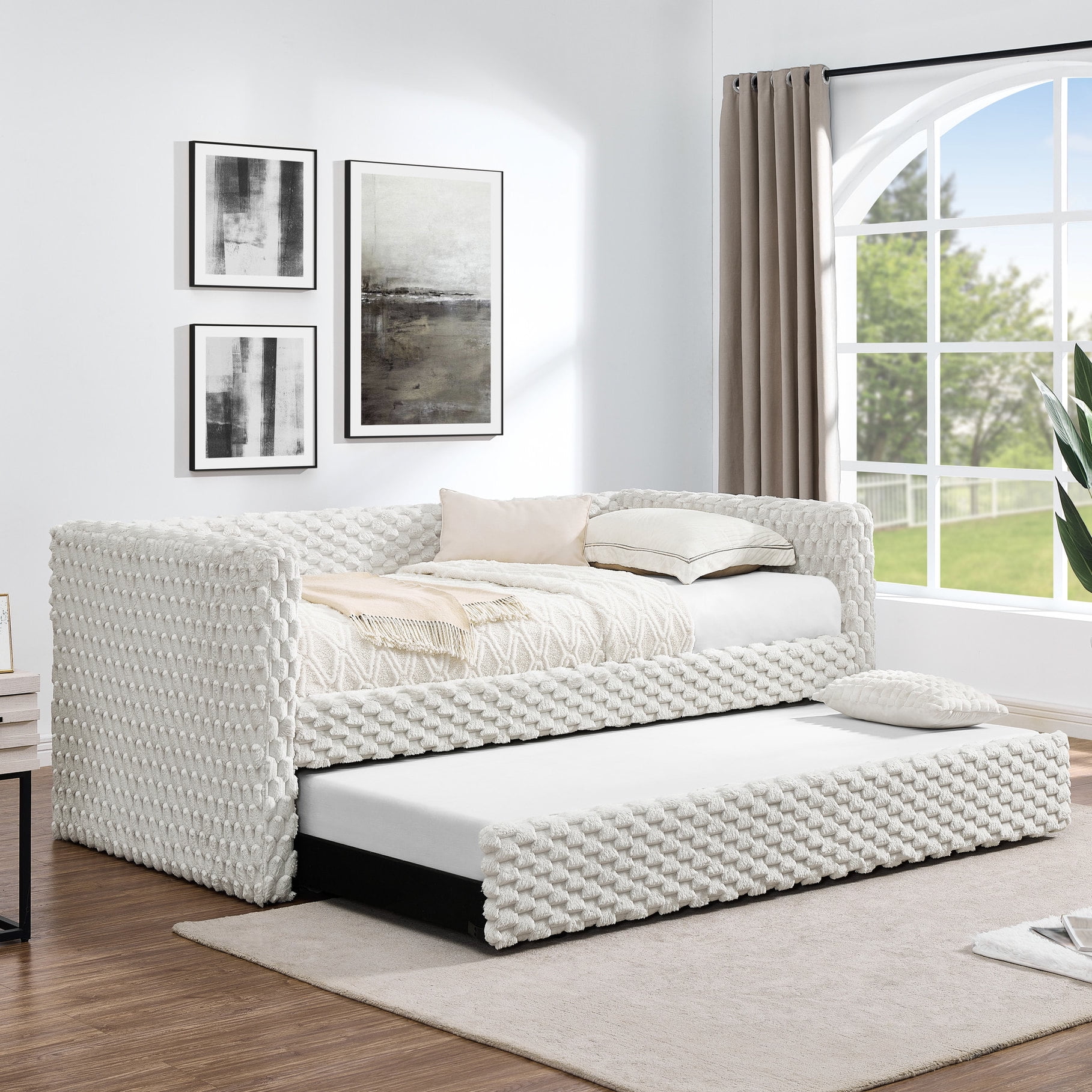 Multi-Purpose Daybed | Pull-Out Bed Function | Beige Color Scheme ...