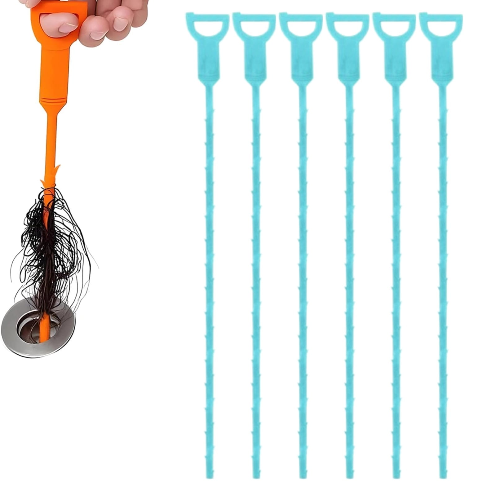 Multi-Purpose Drain Cleaner Snake (6 Pack) - Bendable Clog Remover for ...