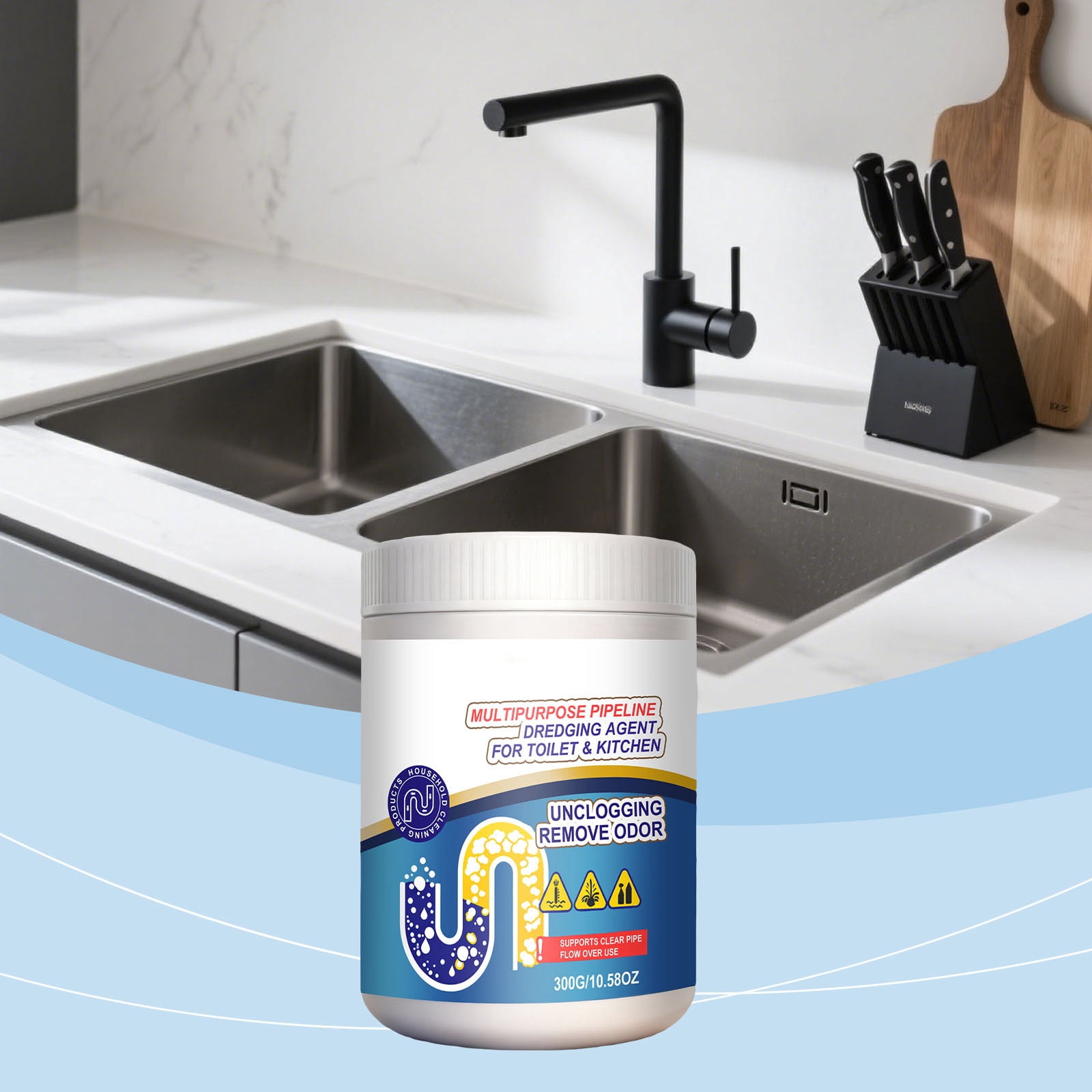 Multi-Purpose Drain Unclogger Powder, Kitchen and Bathroom Pipe Cleaner ...