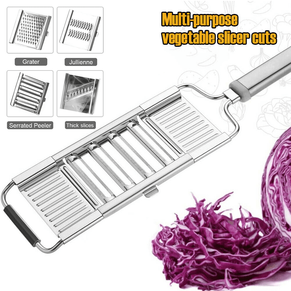 Multi-Purpose Grater Slicer, Handheld 4 Adjustable Blades Stainless ...