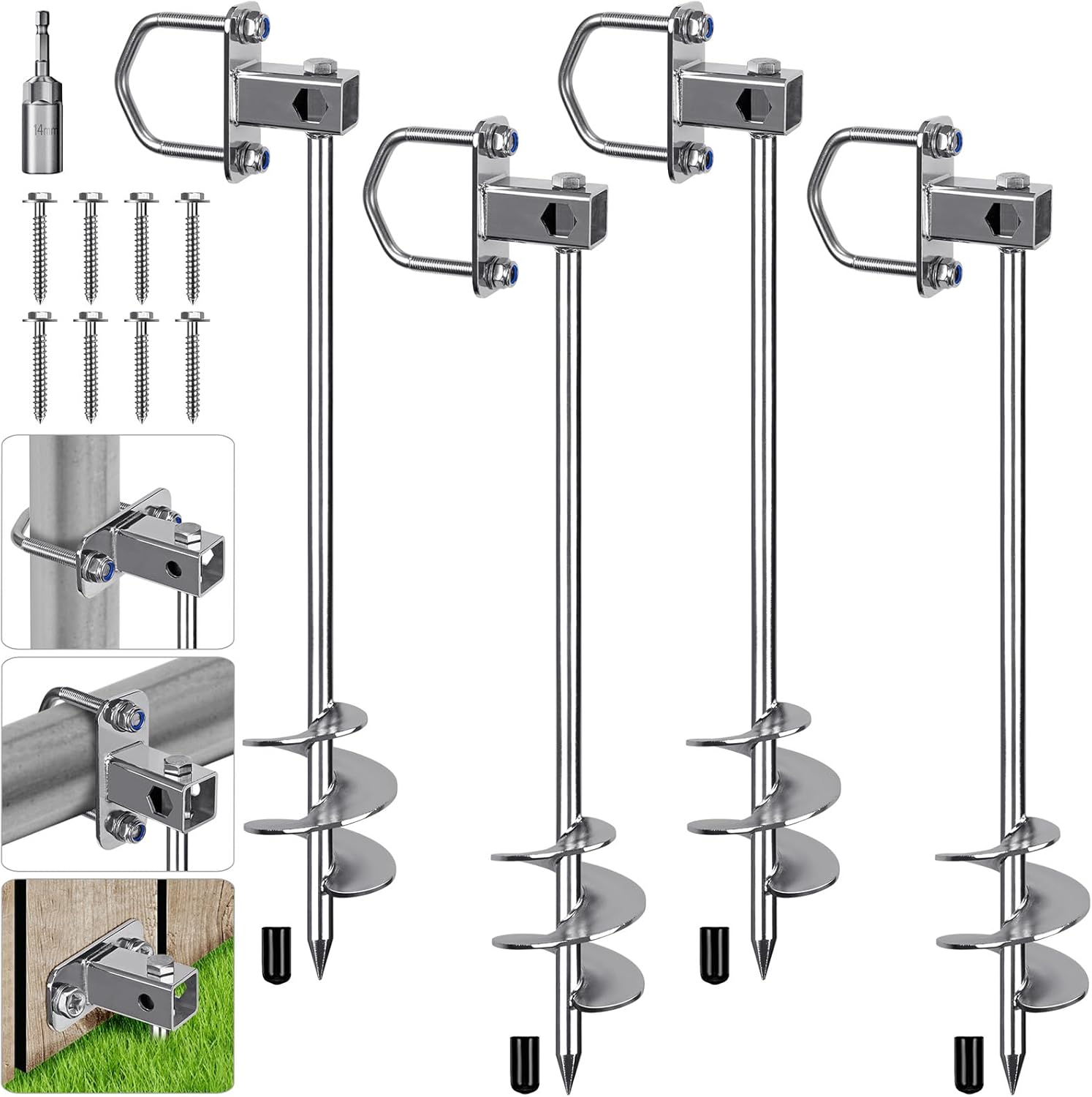 Multi-Purpose Ground Anchors Screw in, Fully Welded Trampoline Anchors ...