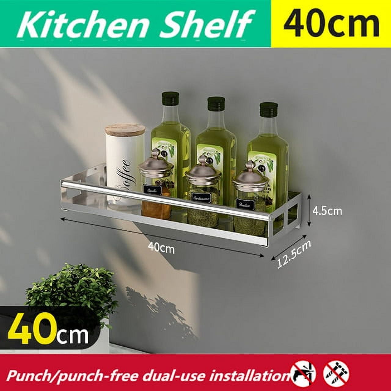 Multi-Purpose Kitchen Organizer Wall Mount Spice Rack Shelf Bracket ...