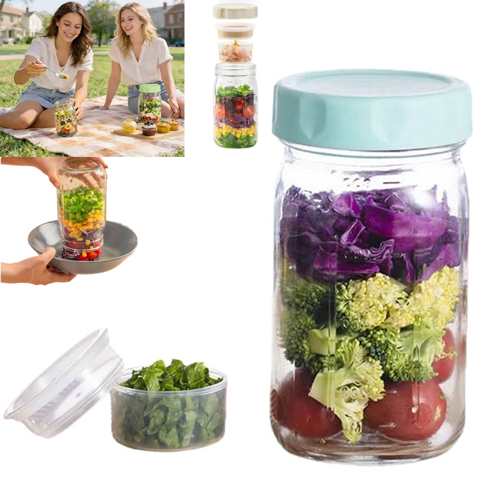 Multi-Purpose Leak-Proof Glass Food Storage Jars, Markings Overnight ...