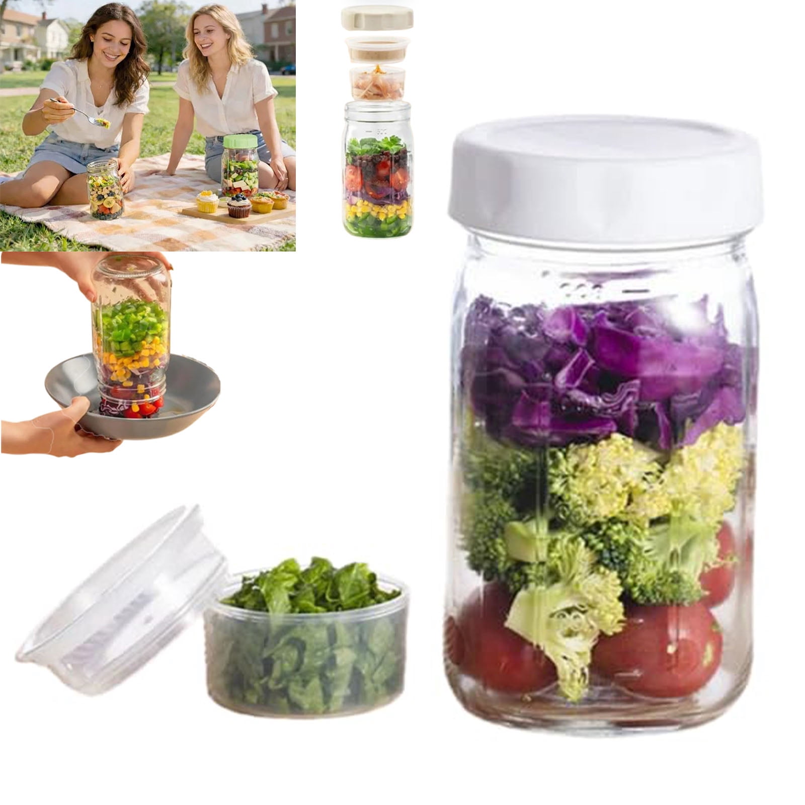 Multi-Purpose Leak-Proof Glass Food Storage Jars, Markings Overnight ...
