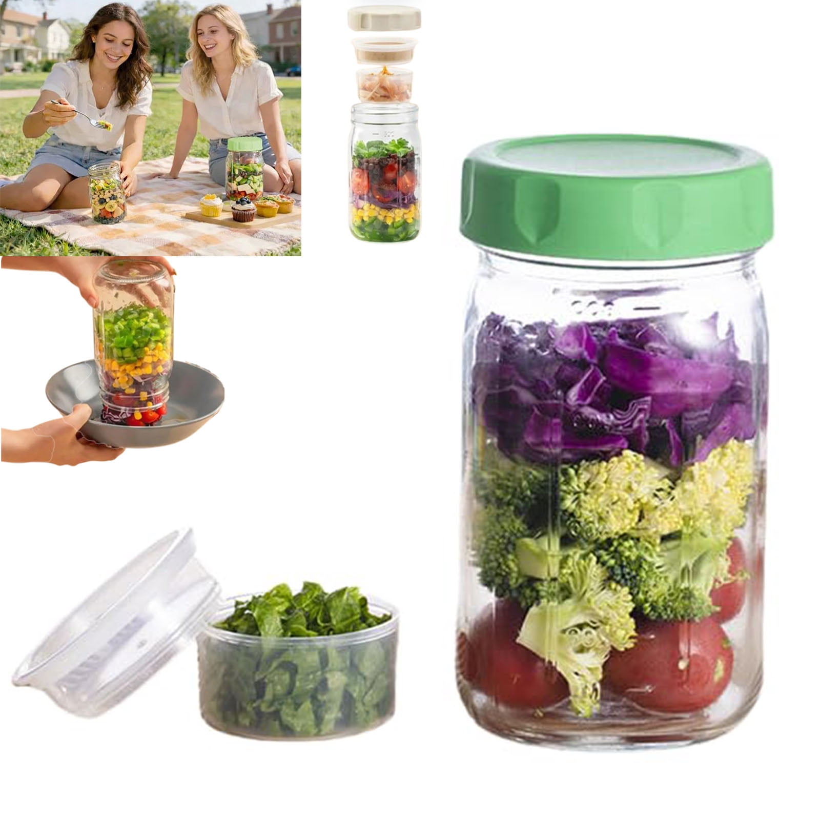 Multi-Purpose Leak-Proof Glass Food Storage Jars, Markings Overnight ...