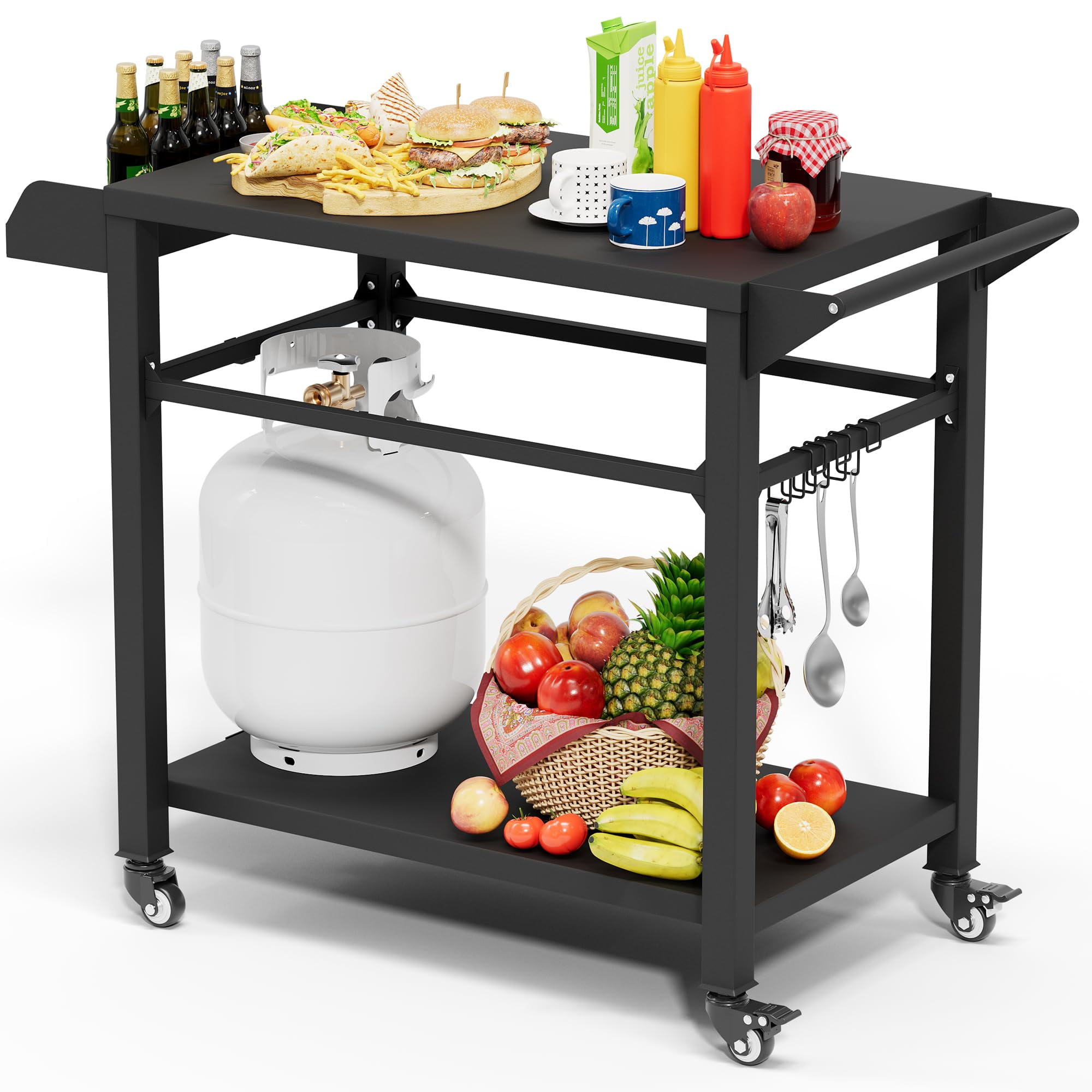 Multi-Purpose Outdoor Grill Cart 40x20 Inch, Portable BBQ Prep Table ...