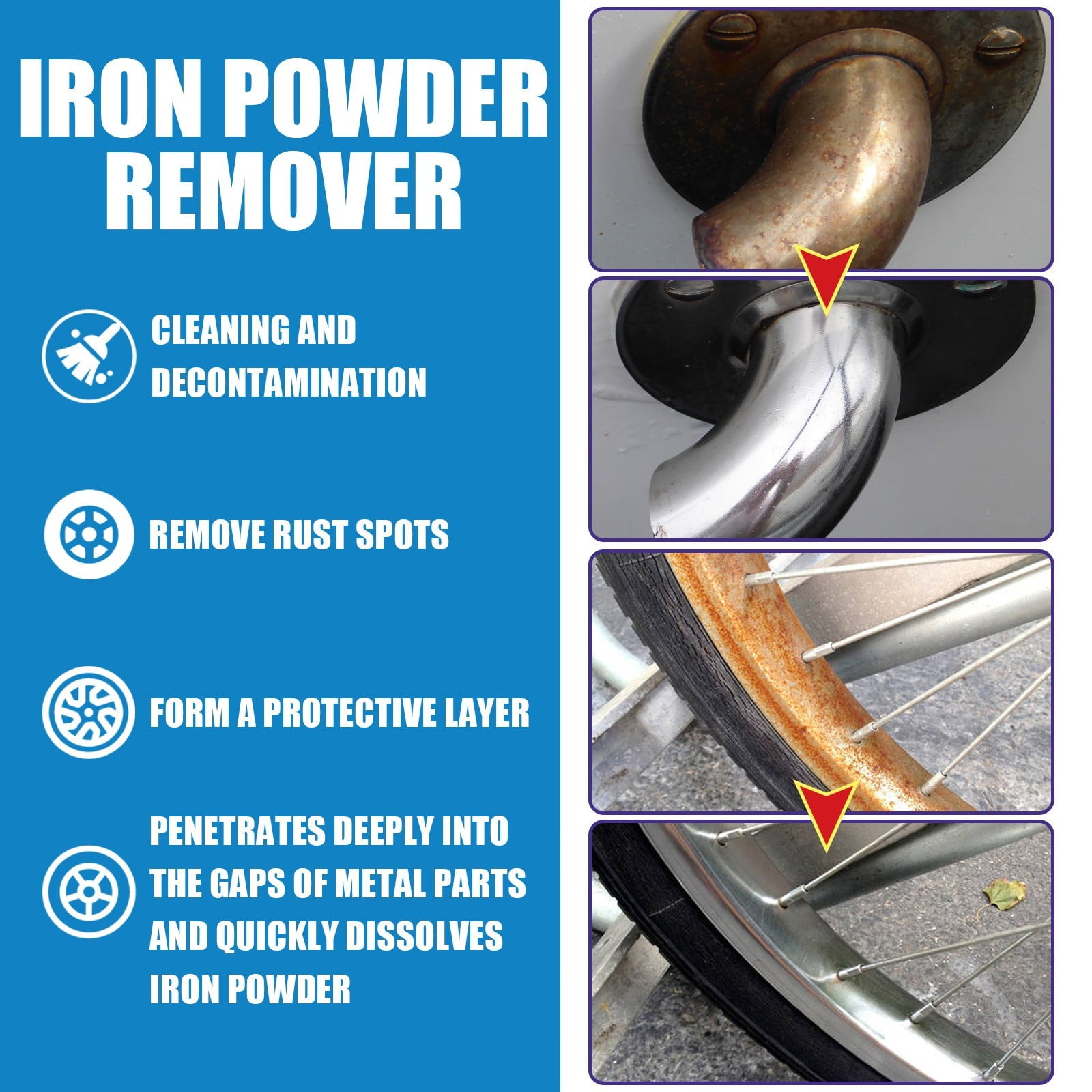 Multi Purpose Rust Remover Spray, Iron Powder Remover, Rust Removal ...