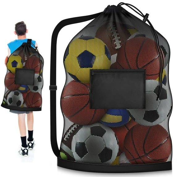 Multi-Purpose Sports Ball Bag 40x30 Inches, Durable Mesh Drawstring ...