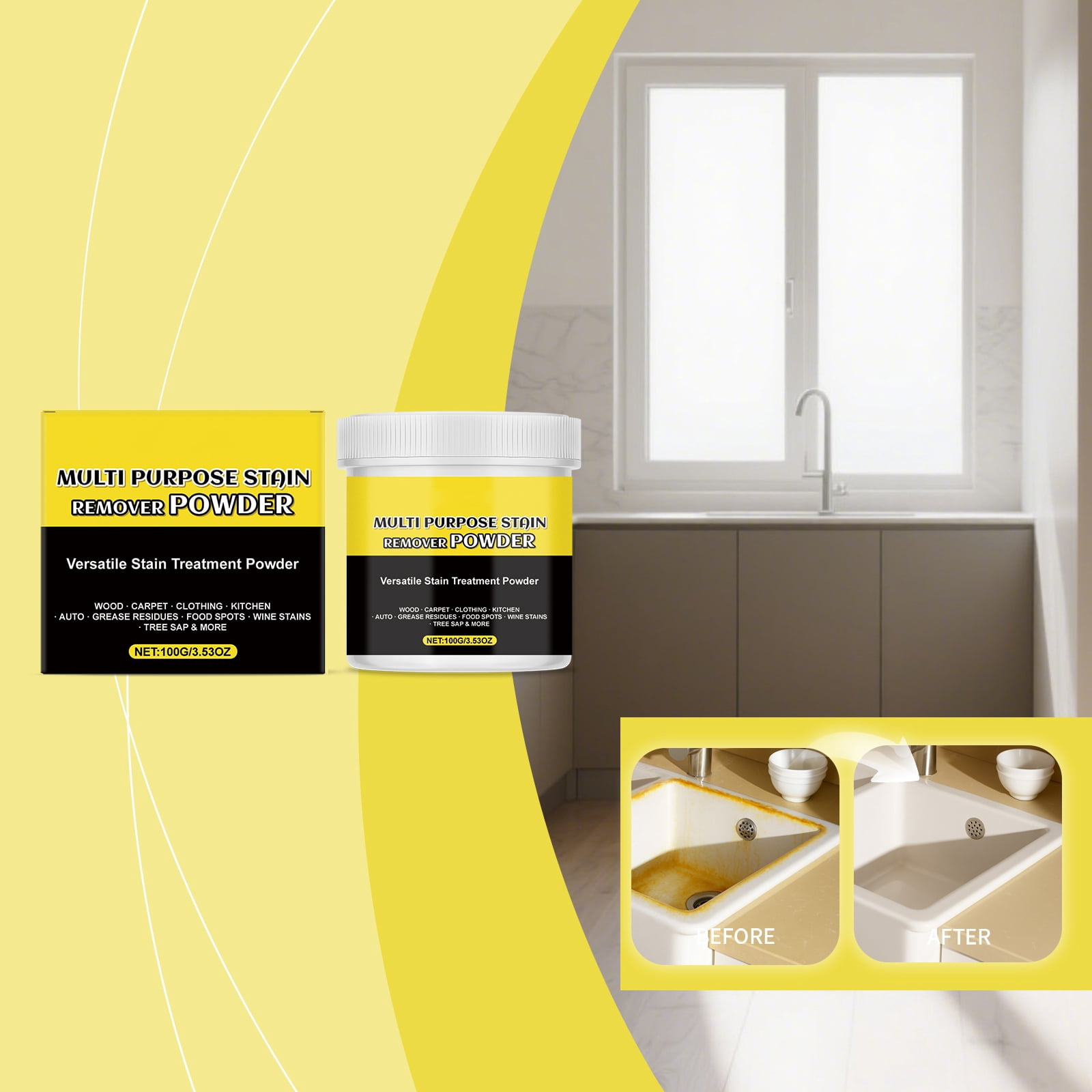 Multi Purpose Stain Remover Powder Versatile Stain Treatment Powder for ...