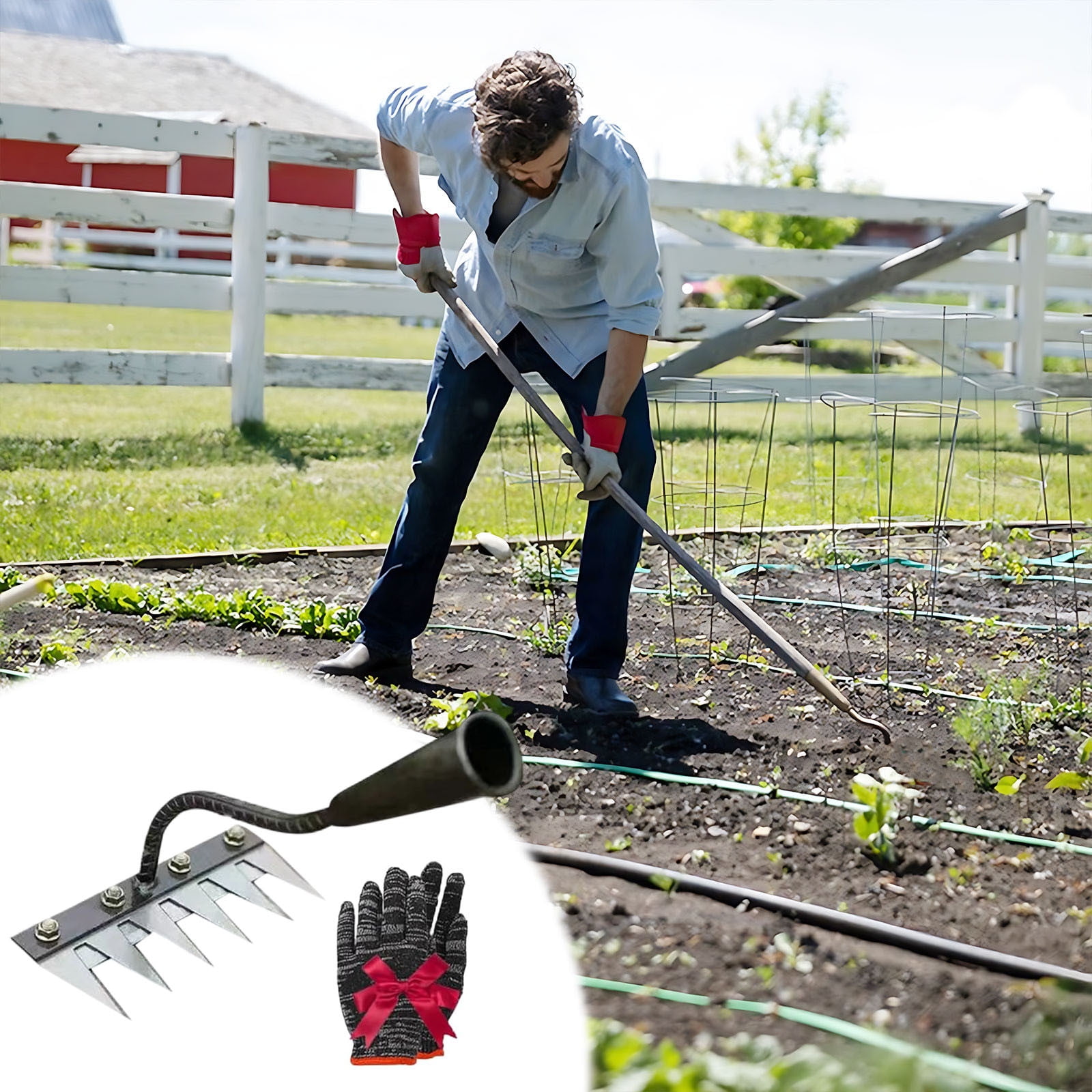 Multi-Purpose Steel Garden Hoe & Shovel, Heavy-Duty Weeding and Digging Tool for Vegetables ...