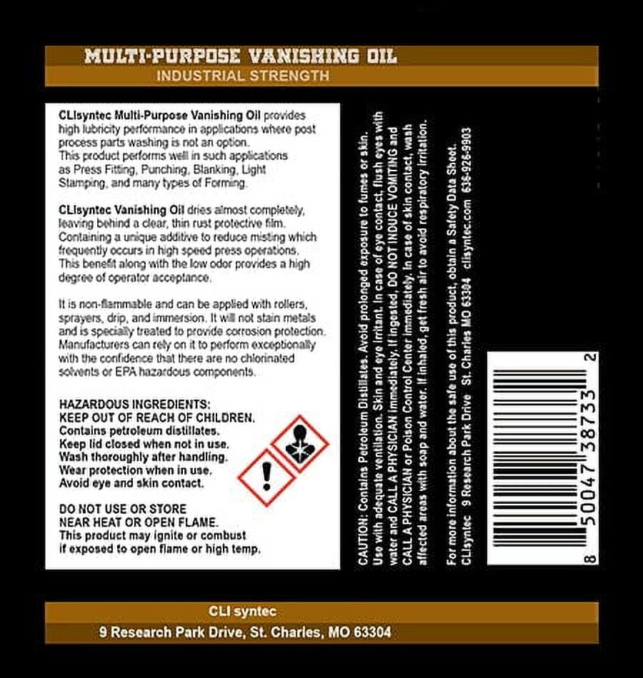 Multi-Purpose Vanishing Oil - 128 FL. OZ. (1 Gallon) Evaporative ...