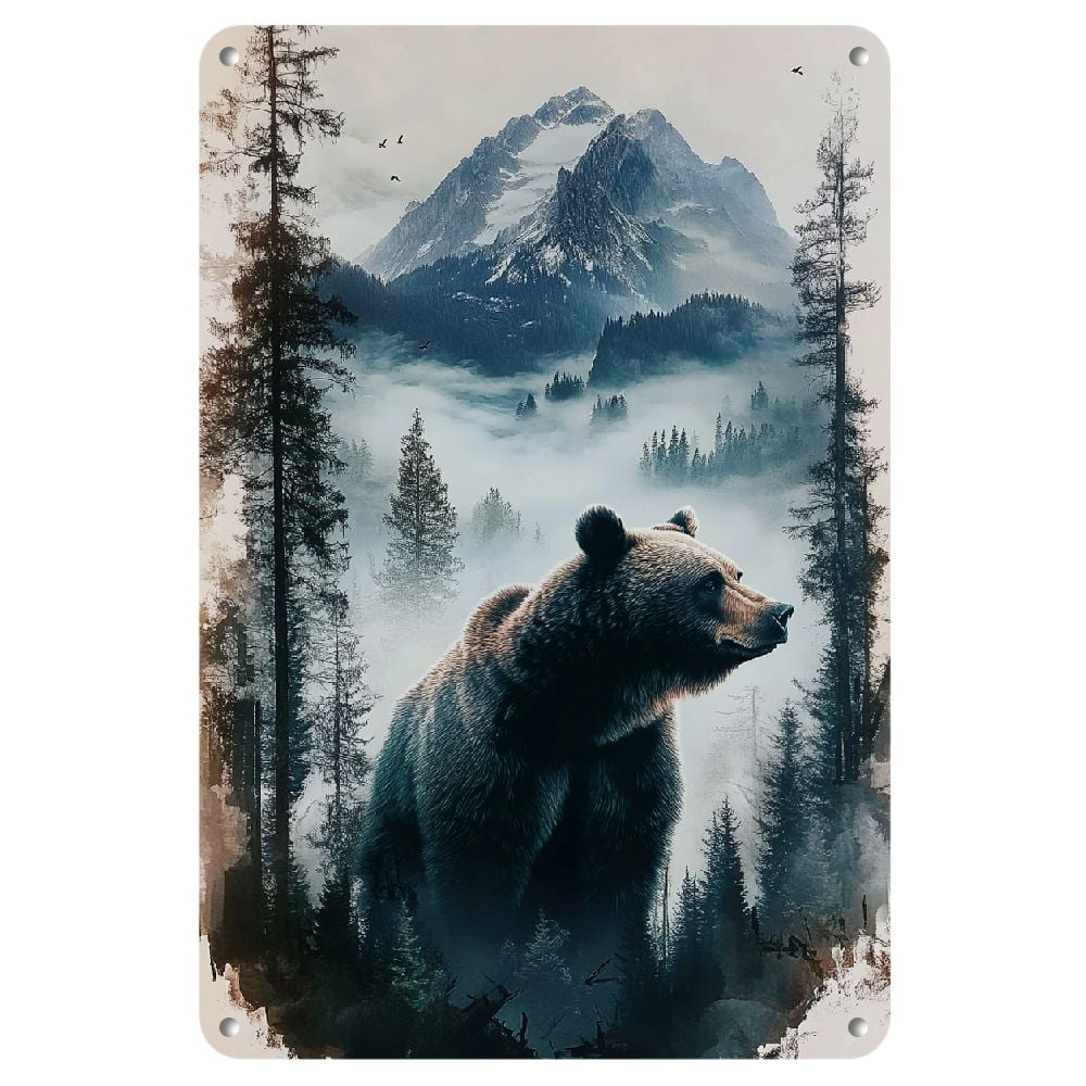 Multi-Purpose Vintage Bear and Pine Metal Painted Art Signs - Art Deco ...