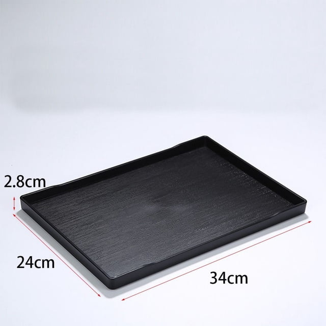 Multi-Purpose Wood Grain Black Tray Plastic Rectangle Serving Trays ...