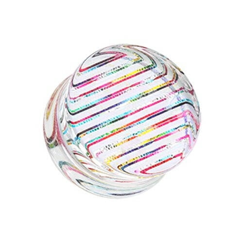 Multi Rainbow Stripes Double Flared Ear Gauge Plug - Walmart.com