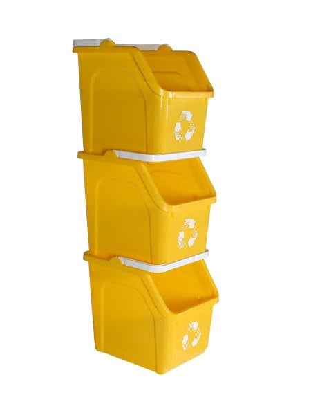 Multi Recycling Bin System with Three Stacking 6 Gallon Bins with ...