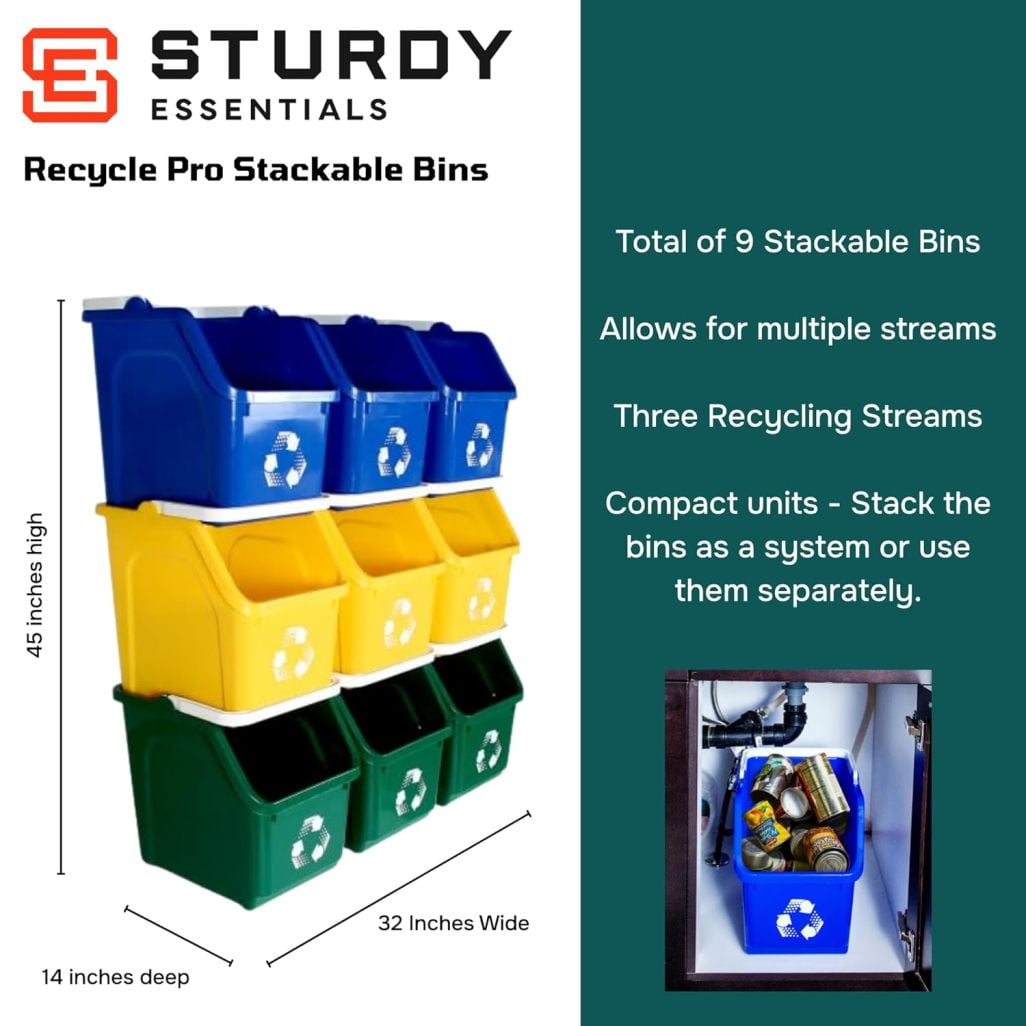 Multi Recycling System with Three Stackable 6 Gallon Bins to Build Your ...