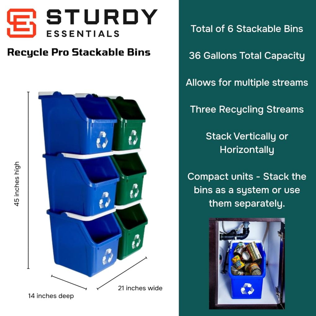 Multi Recycling System with Three Stackable 6 Gallon Bins to Build Your ...