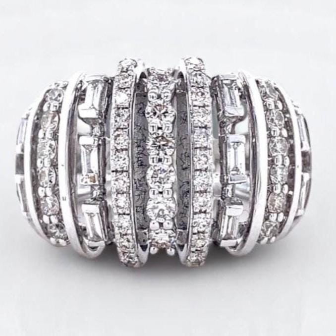 Multi Row Diamond Ring, Pave Set Diamond Ring, Half Eternity Diamond ...