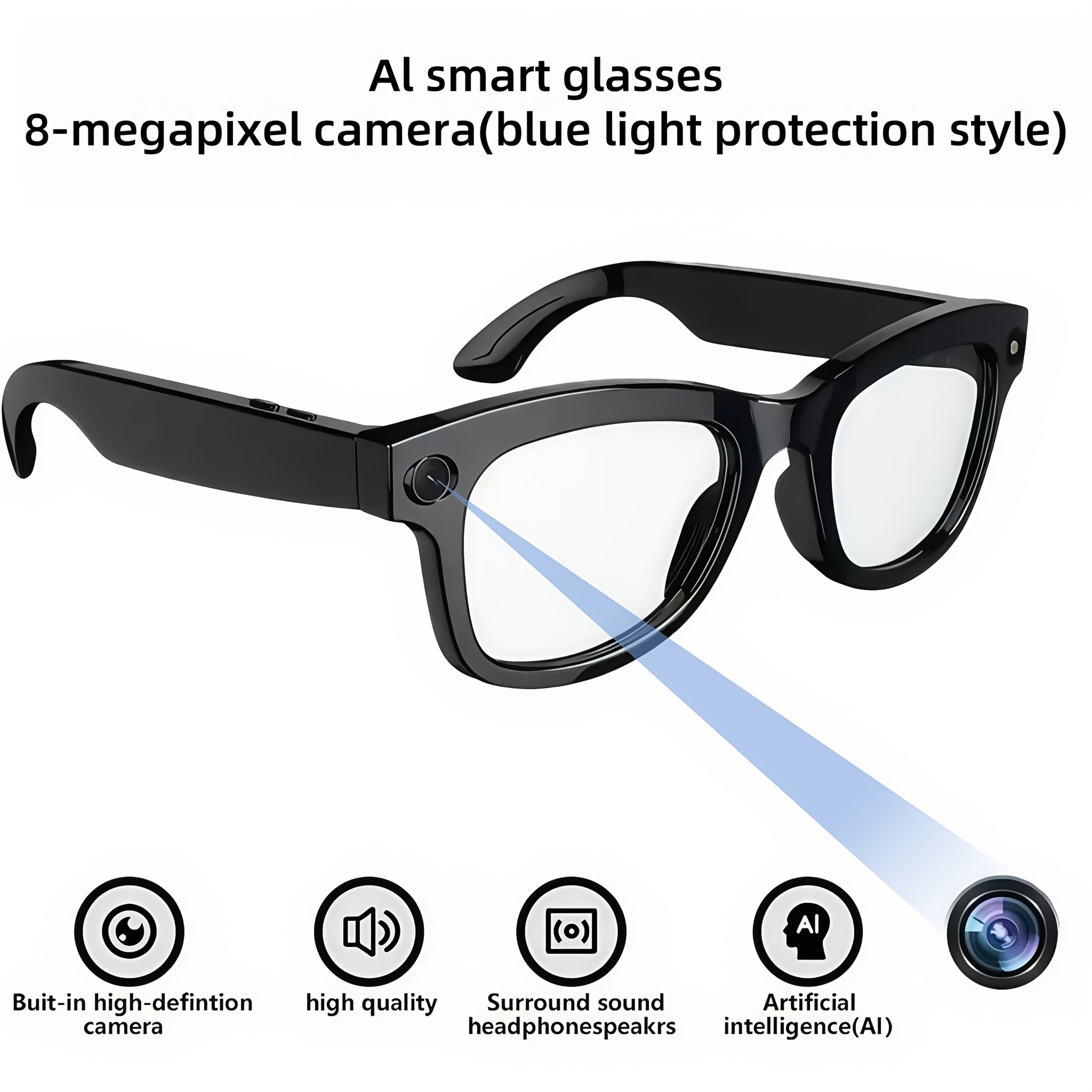 Multi-Scene AI Touchscreen Glasses: GPT Dialogue, 8MP Anti-Shake ...