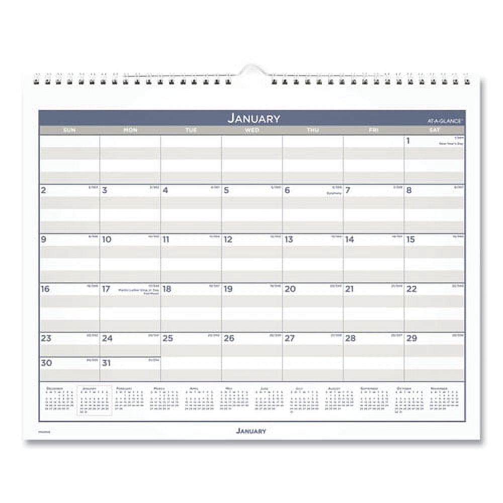 Multi Schedule Wall Calendar, 15 x 12, White/Gray Sheets, 12-Month (Jan ...