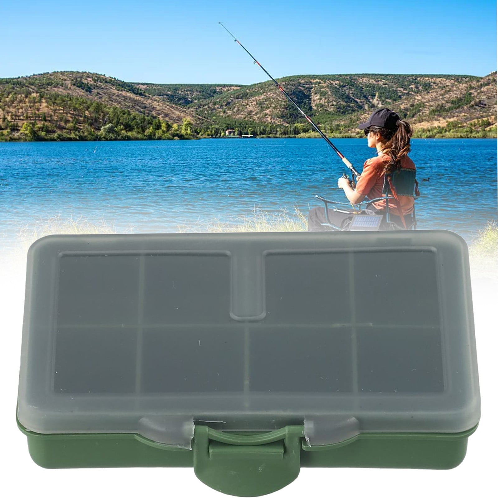 Multi-Section Fishing Gear Container Portable Green Pp Tackle Box With ...