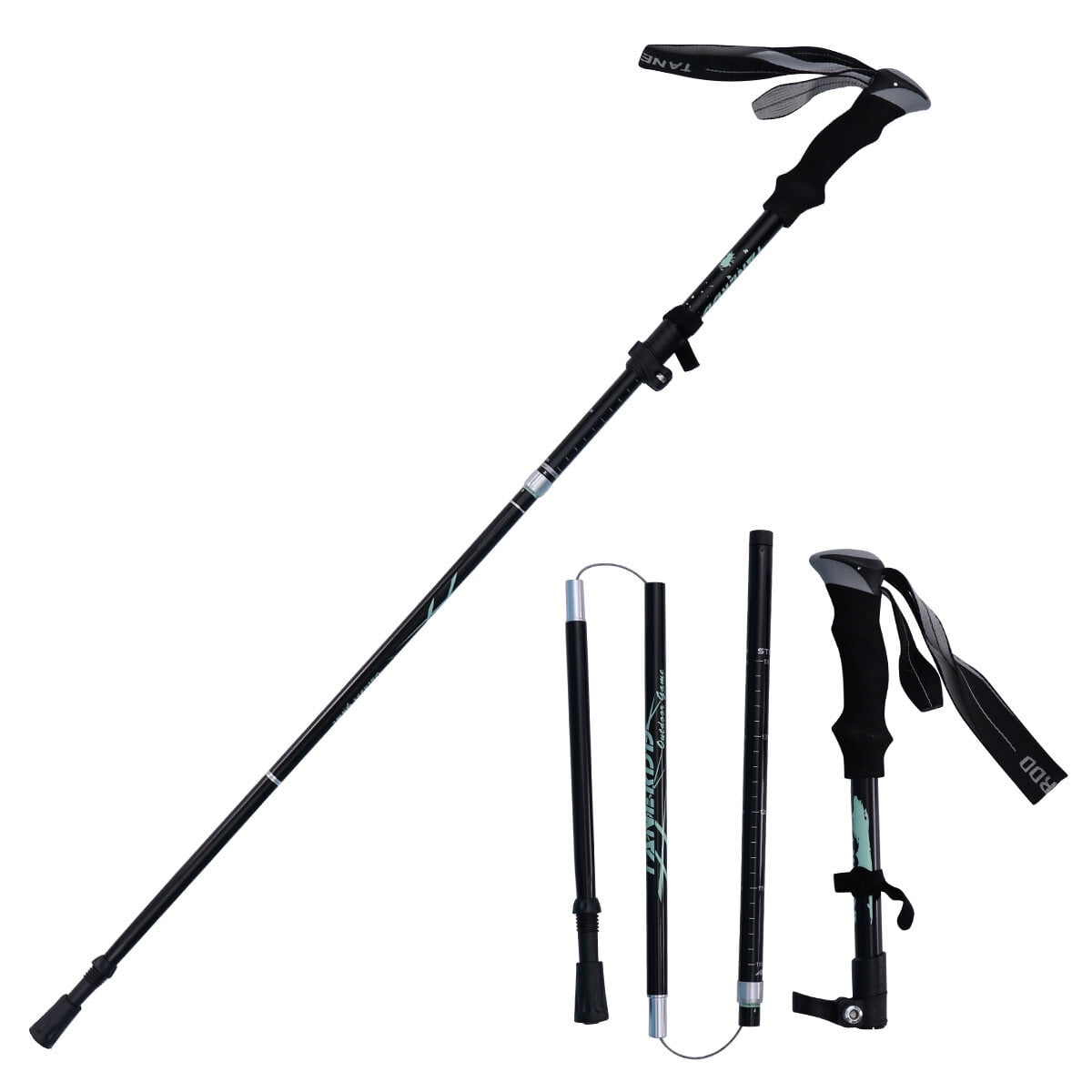 BESTOYARD Trekking Sticks Retractable Aluminium Alloy Black 1Pcs ...