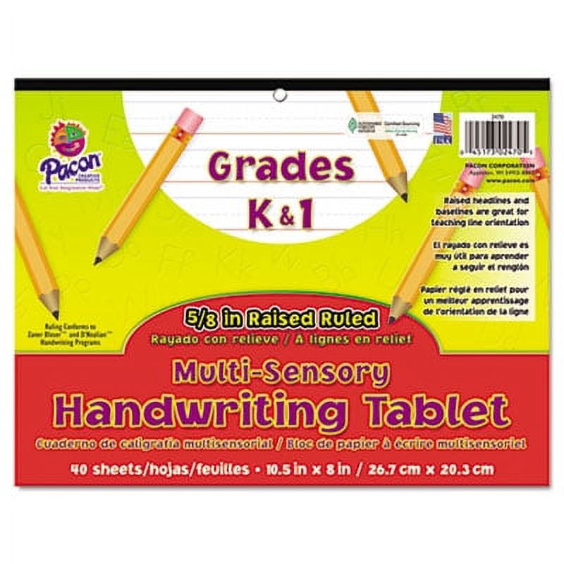 2PK Pacon Multi-Sensory Handwriting Tablet, 5/8" Long Rule, 8 x 10.5 ...