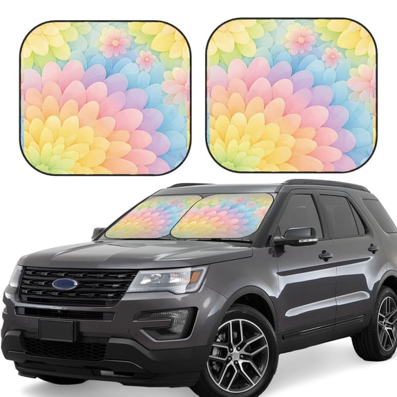 Multi-Size 2pce Car Front Glass Visor Collapsible Sunscreen No Odor ...