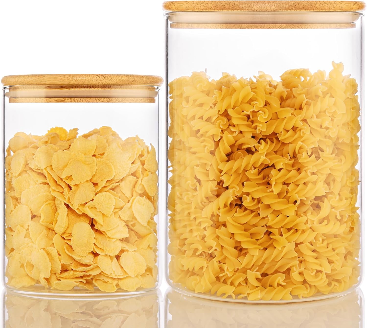 Multi Size - 5 Pack Glass Jars with Bamboo Lids, Glass Pantry Storage ...