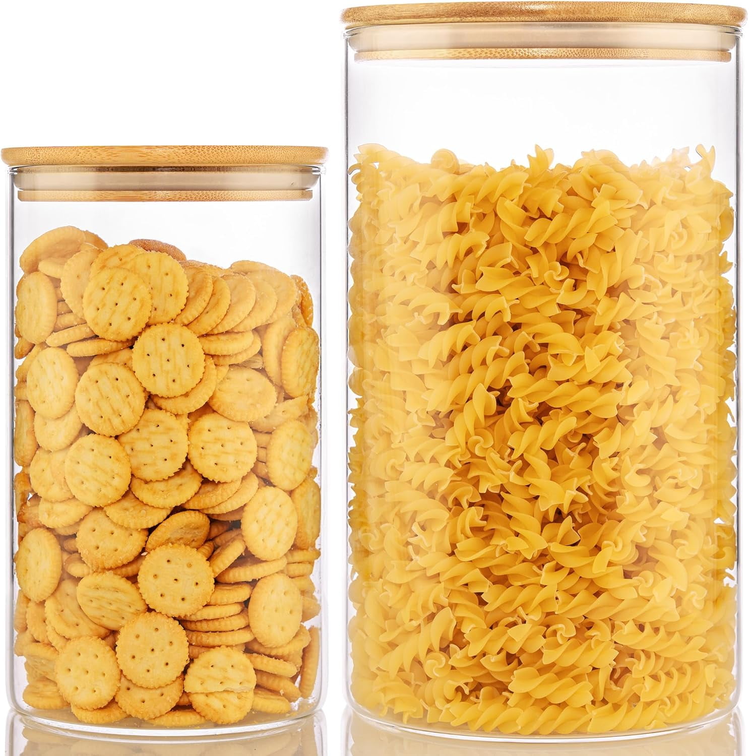 Multi Size - 5 Pack Glass Jars with Bamboo Lids, Glass Pantry Storage ...