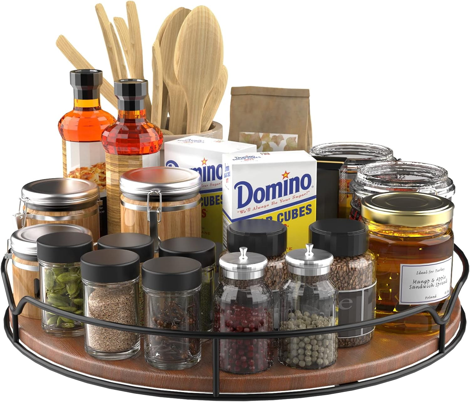 Multi-Size Carbonized Black Lazy Susans – Pine Wood Turntables for ...