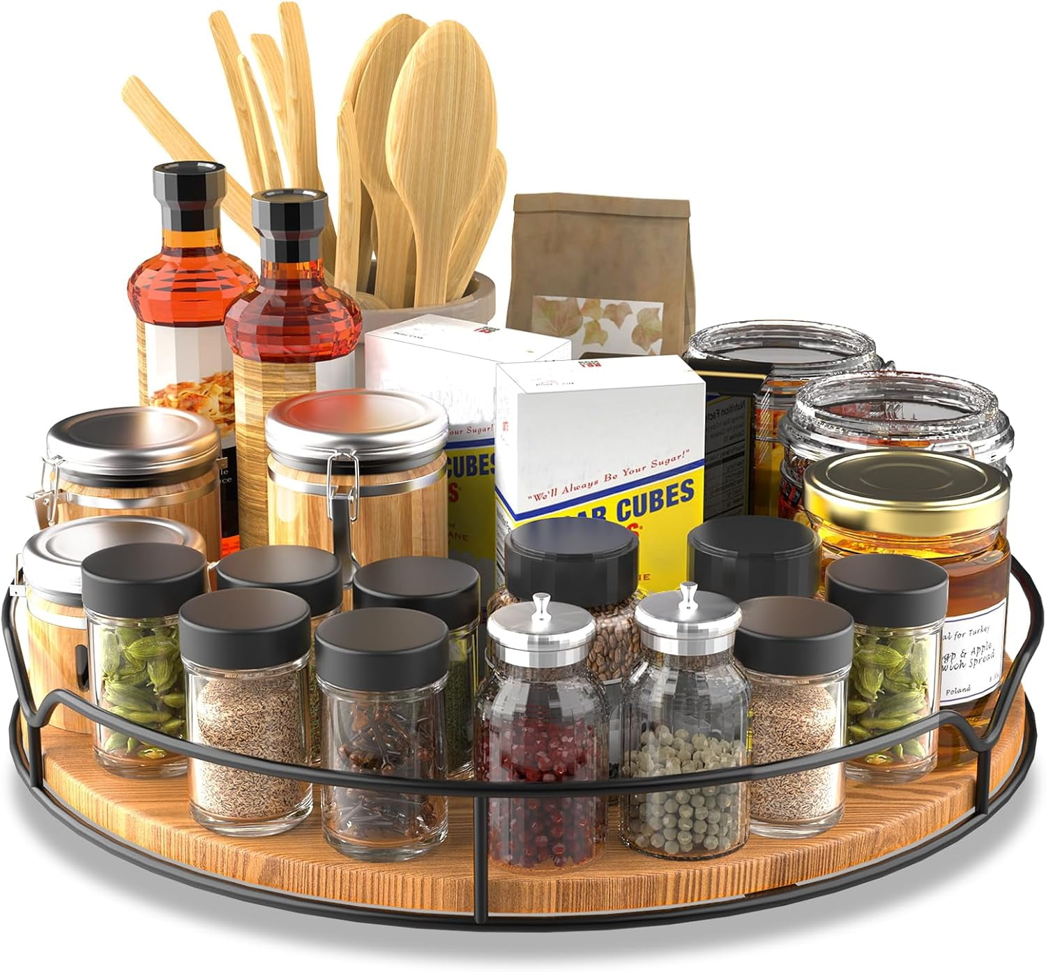 Multi-Size Carbonized Black Lazy Susans – Pine Wood Turntables for ...