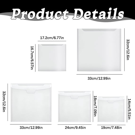 Multi-Size Clear File Bag Set, A4/A5 Multi-Purpose File Storage Bags ...