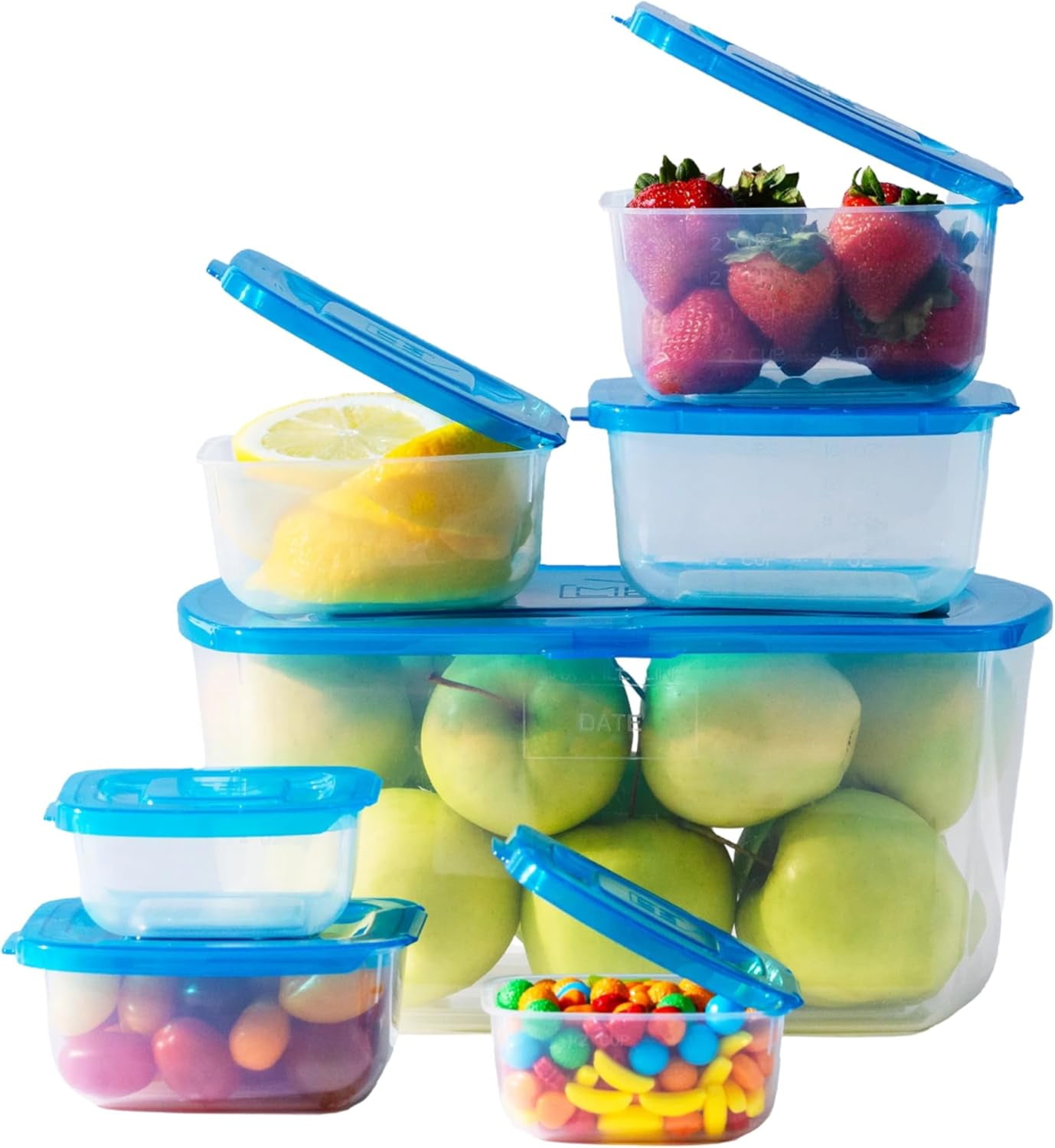 Multi-Size Space-Saving Food Storage Containers – Permanently Attached ...