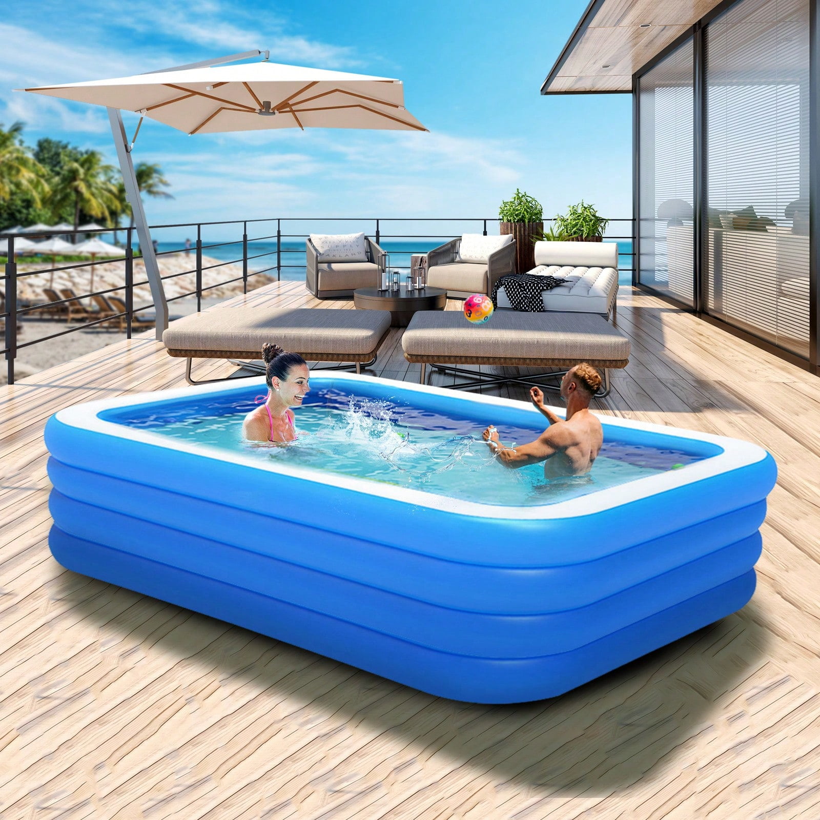 Multi-Size Super Large 3-Ring/ 4-Ring Inflatable Swimming Pool Outdoor ...