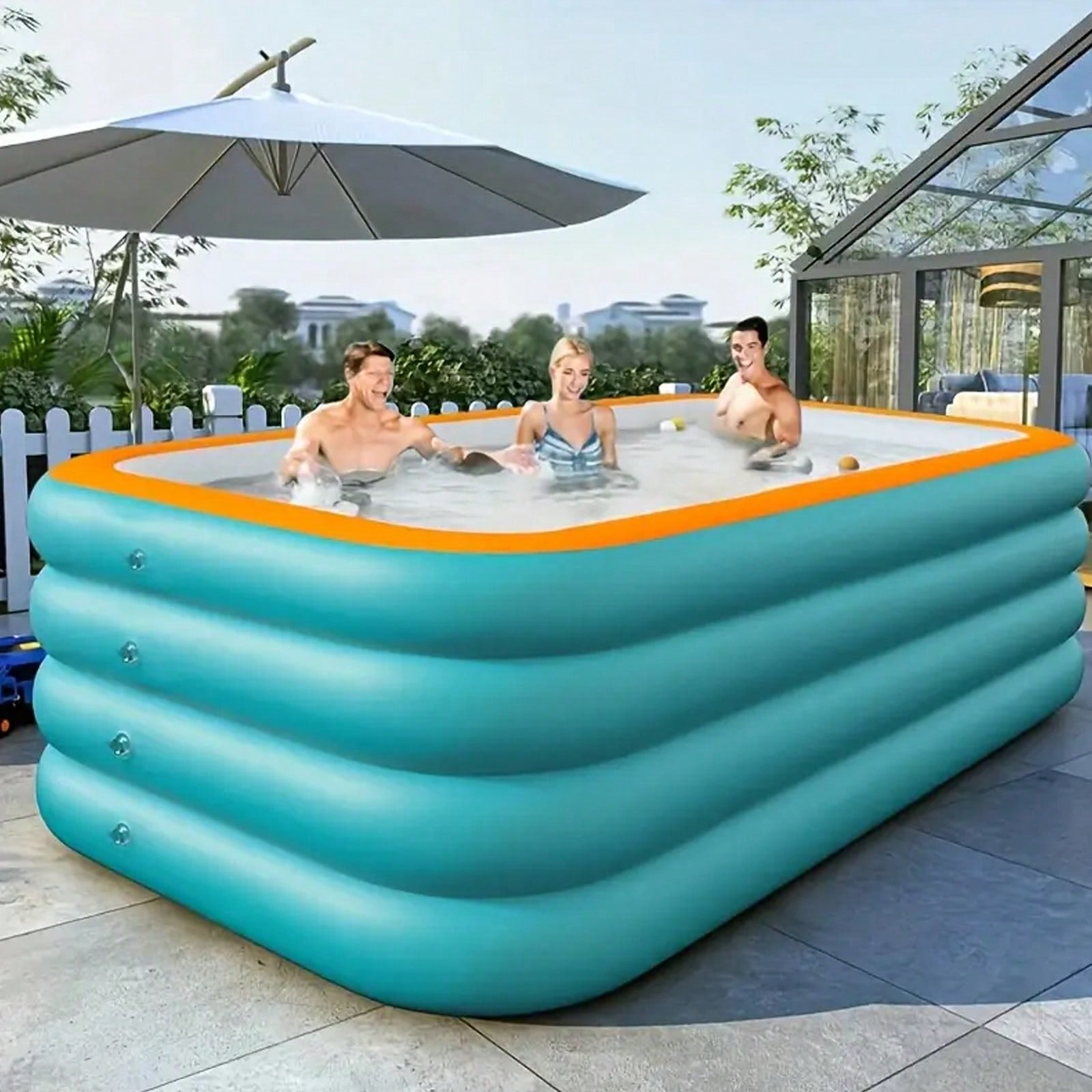Multi-Size Super Large 3-Ring/ 4-Ring Inflatable Swimming Pool Outdoor ...