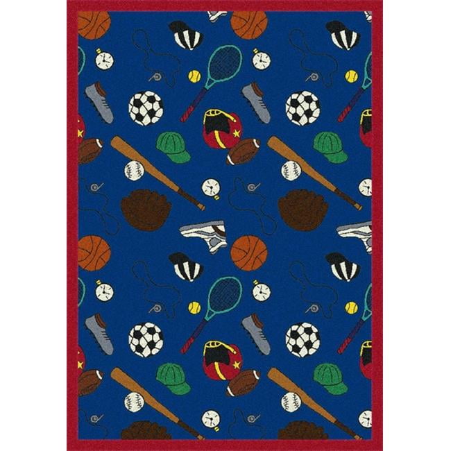 Multi-Sport Blue 5 ft.4 in. x 7 ft.8 in. WearOn Nylon Machine Tufted ...