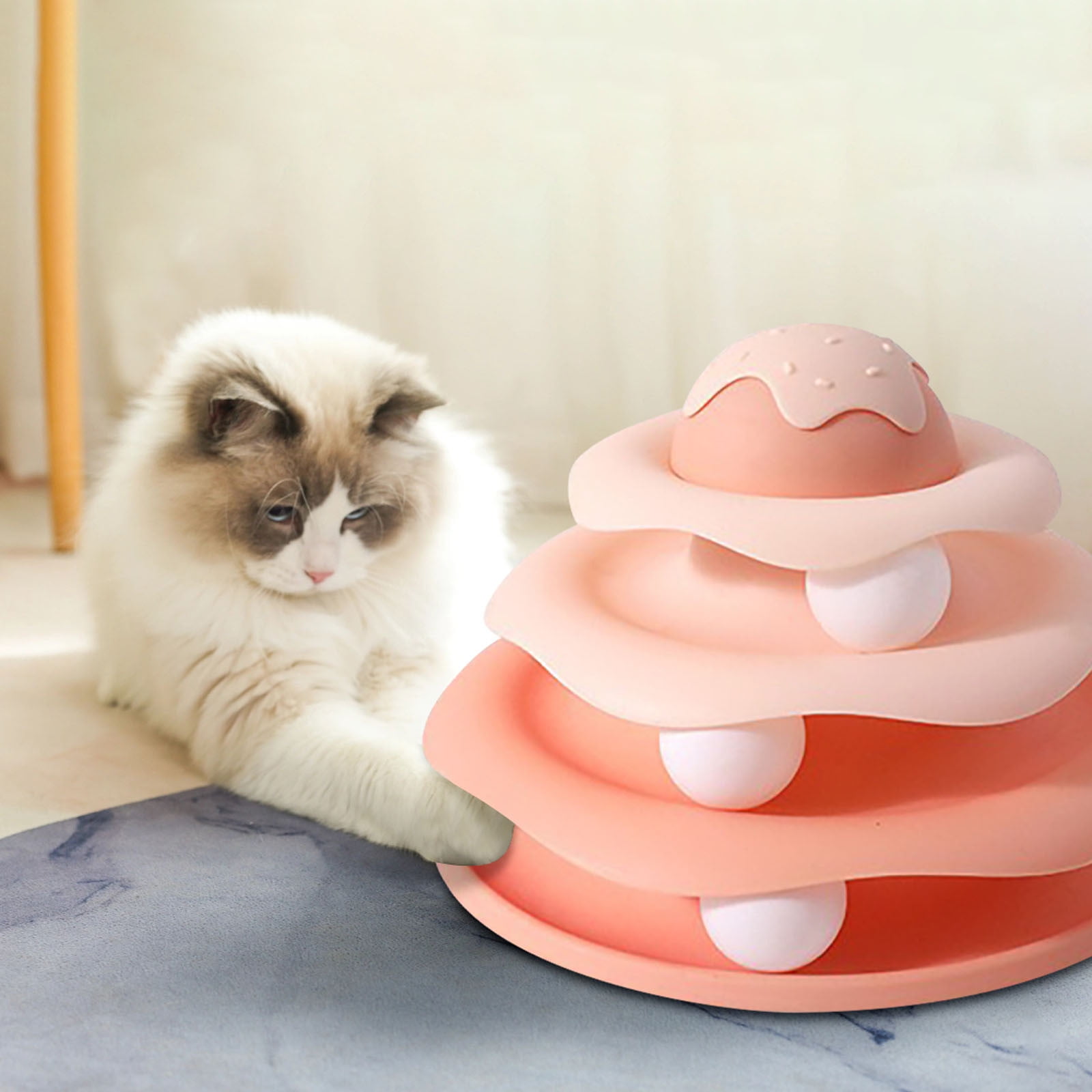 Multi-Stage Interactive Cat Toy Ball Track,3 Tier Cat Tower for Indoor ...