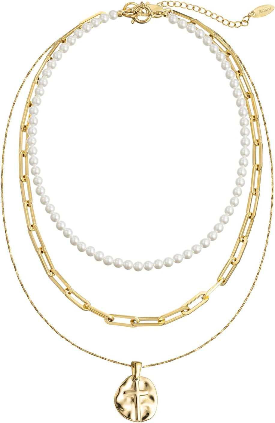 Multi Strand Layered Necklace Set for Women Triple Layer Pearl Pendant ...