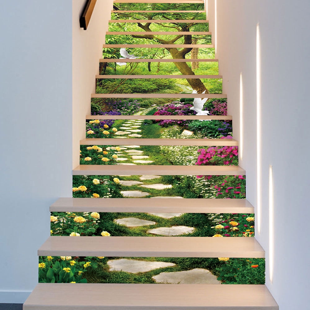Multi Style 3D Staircase Stickers Waterproof Adhesive PVC Stair Trends ...