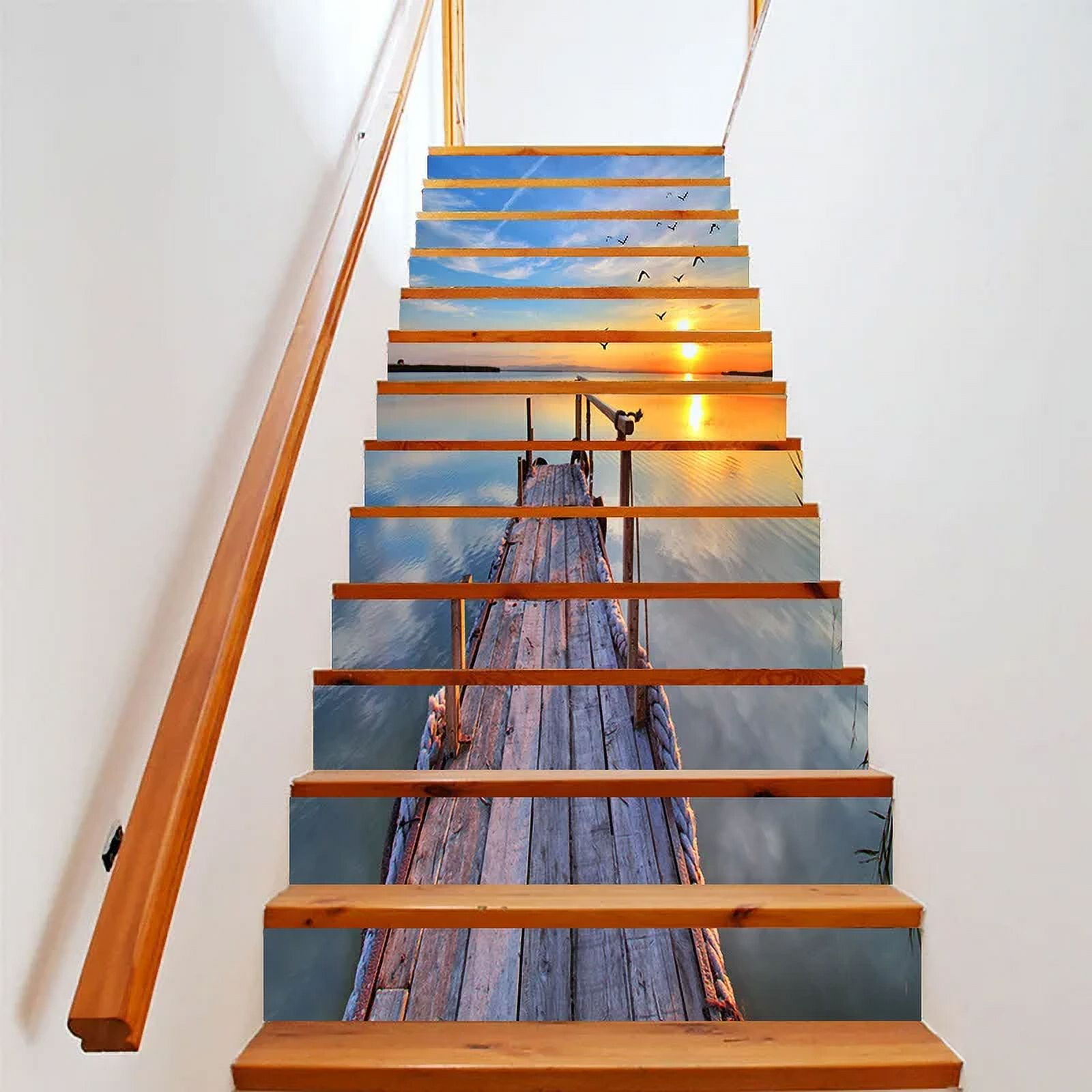 Multi Style 3D Staircase Stickers Waterproof Adhesive PVC Stair Trends ...