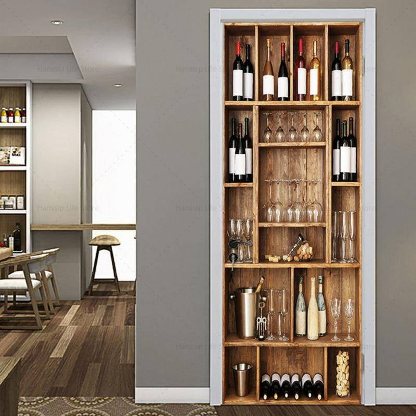 Multi Style 3D Wallpaper Door Stickers Self Adhesive PVC Fresco for ...