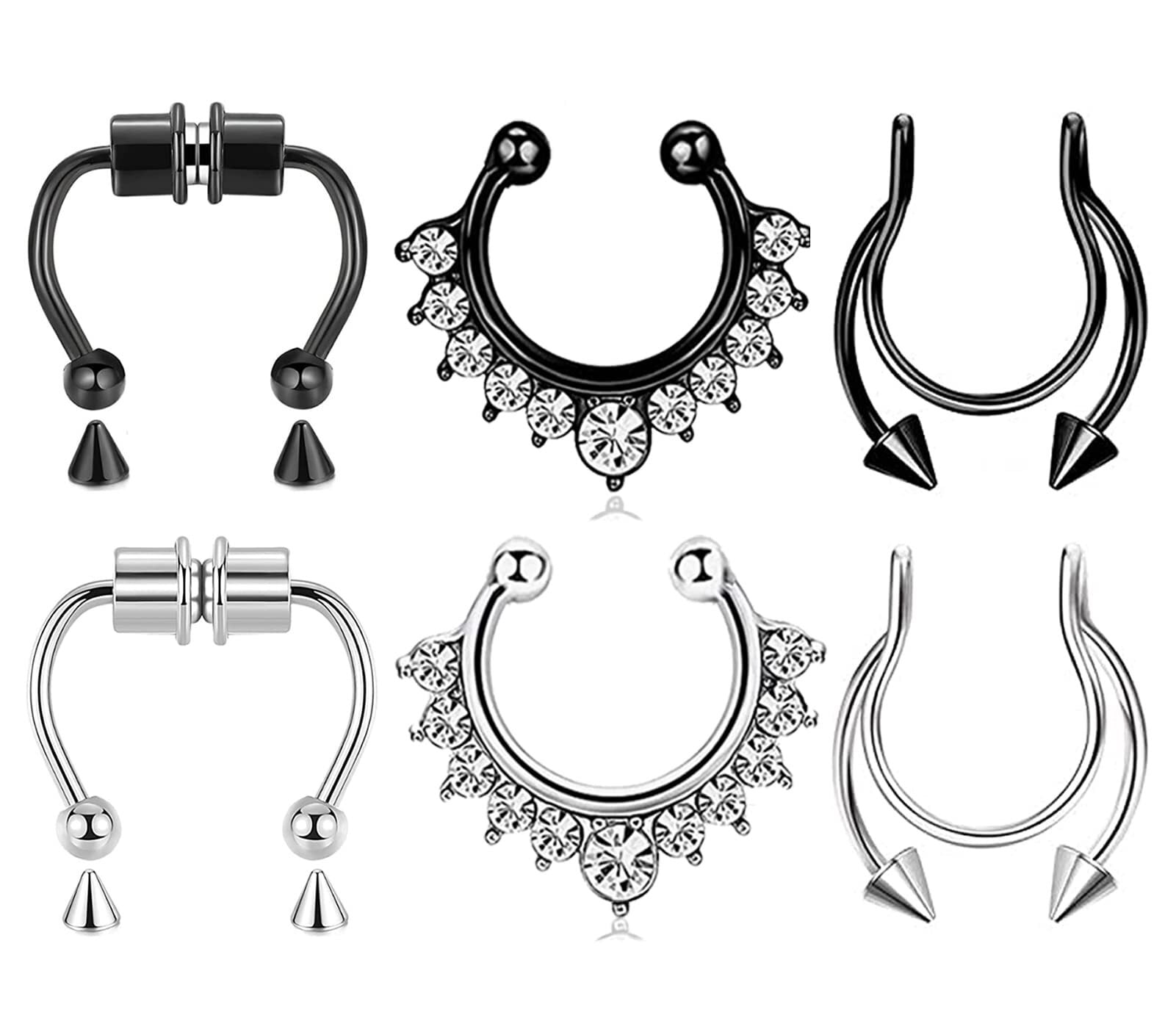 Multi-Style Fake Nose Rings for Women Non Piercing Faux Nose Cuffs for ...