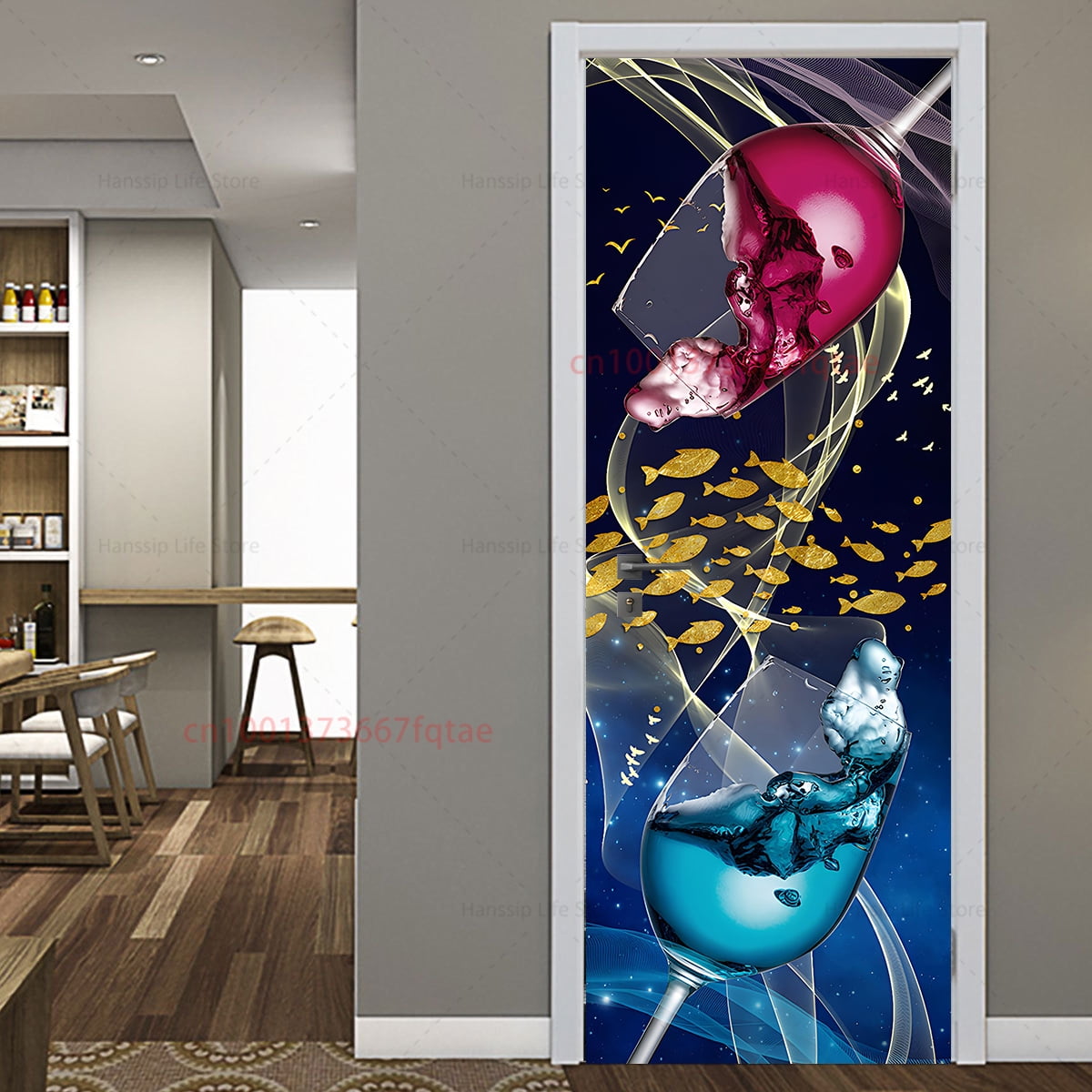 Multi Styles Door Design Wallpaper Decoration Tiling Floral Wine Glass ...