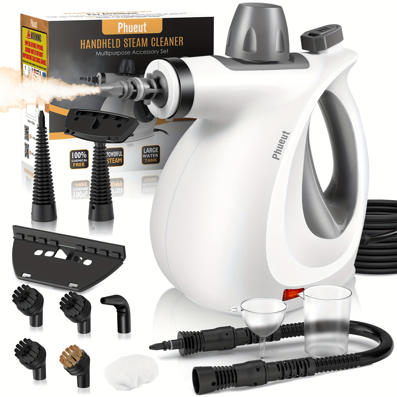 Multi-Surface Natural Steam Cleaner with 12 Accessories: Portable Power ...