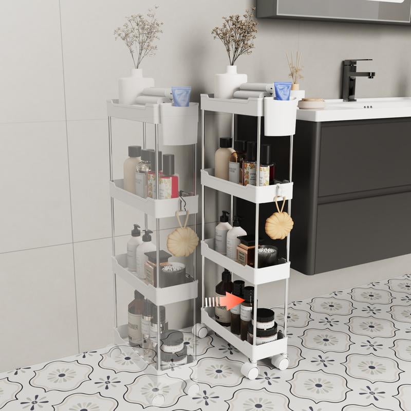 Multi-Tier Mobile Shelf Unit Rolling Cart - Narrow Spaces with Easy ...