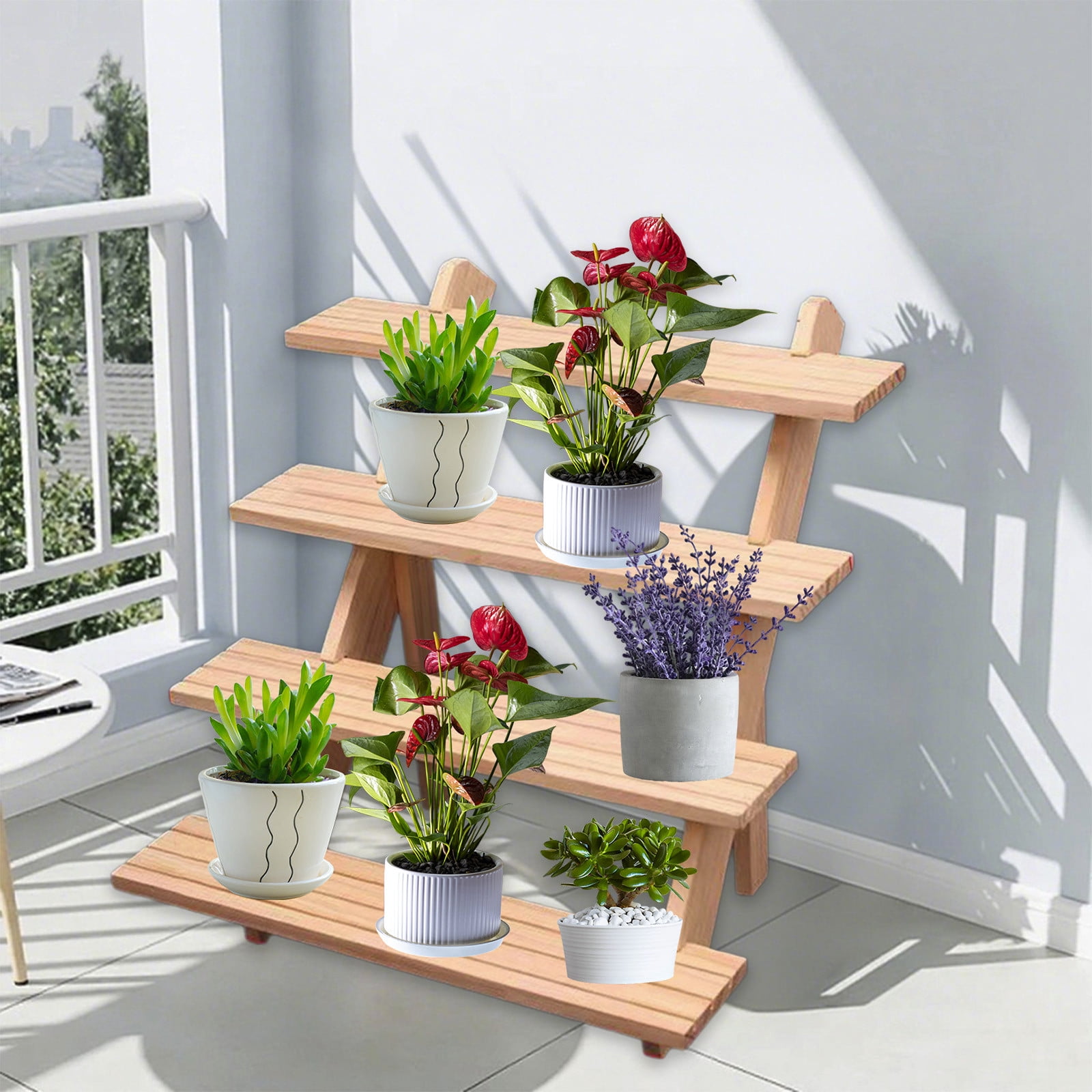 Multi-Tier Plant Stand with Jewelry Storage - Space Saving Display Rack ...